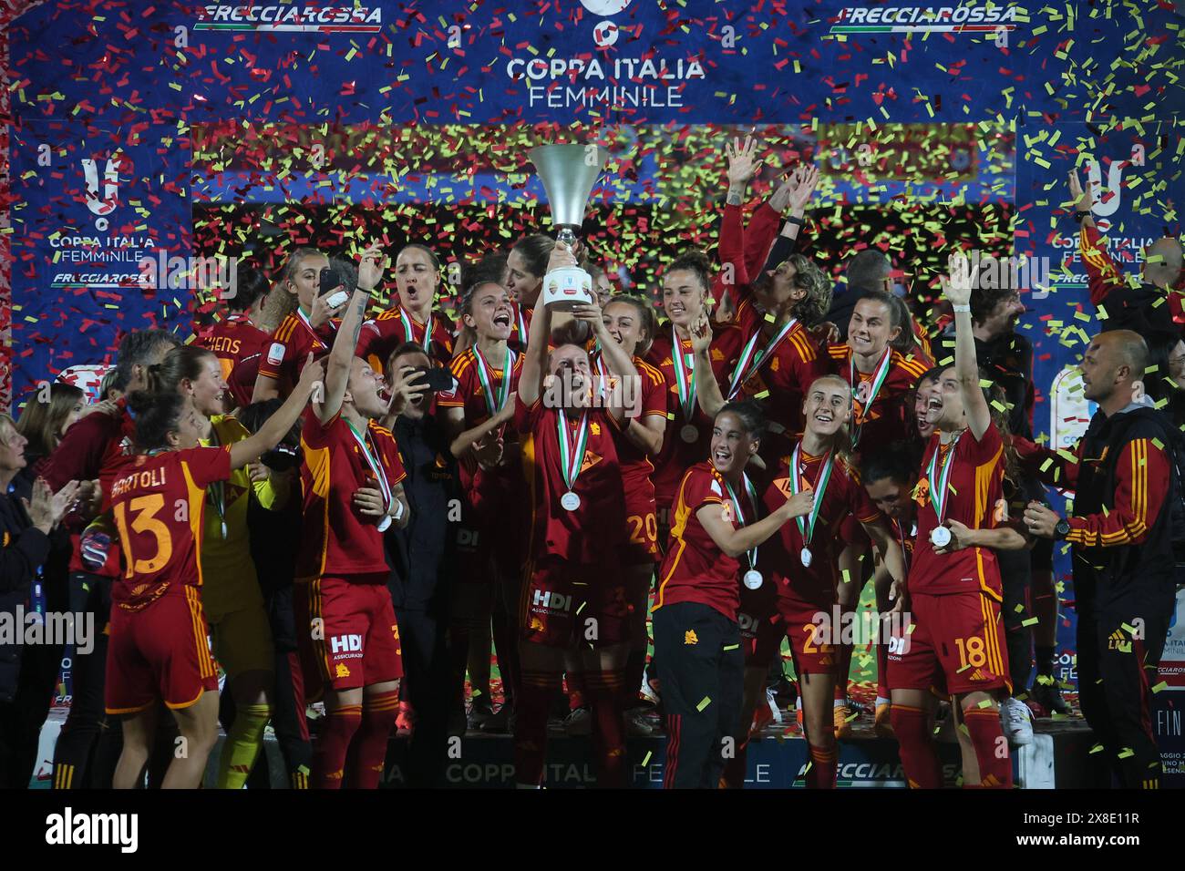 Cesena, Italia. 25th May, 2024. Roma's women's team celebrate the ...