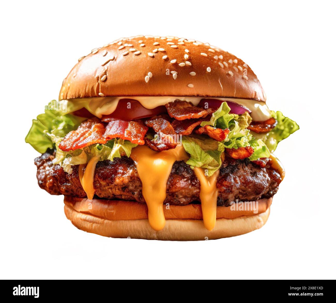 fresh tasty hamburger Classic cheeseburger with beef patty, pickles ...