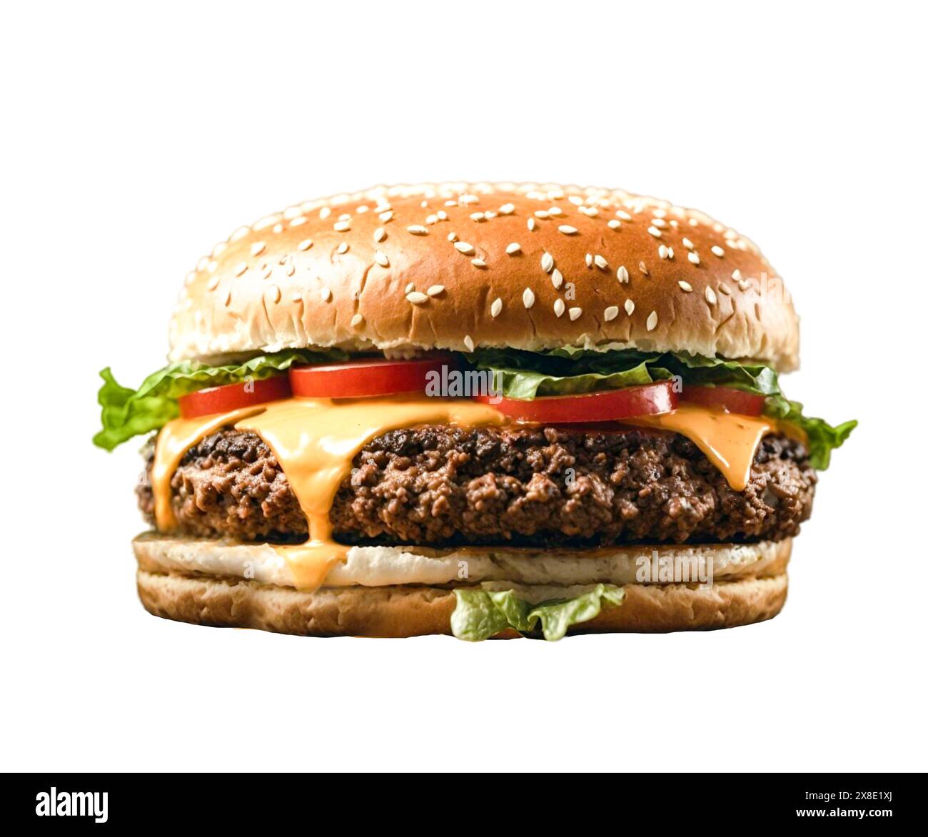 fresh tasty hamburger Classic cheeseburger with beef patty, pickles ...