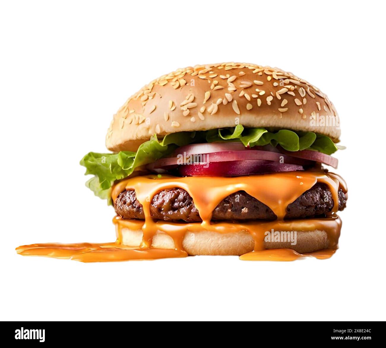 fresh tasty hamburger Classic cheeseburger with beef patty, pickles ...