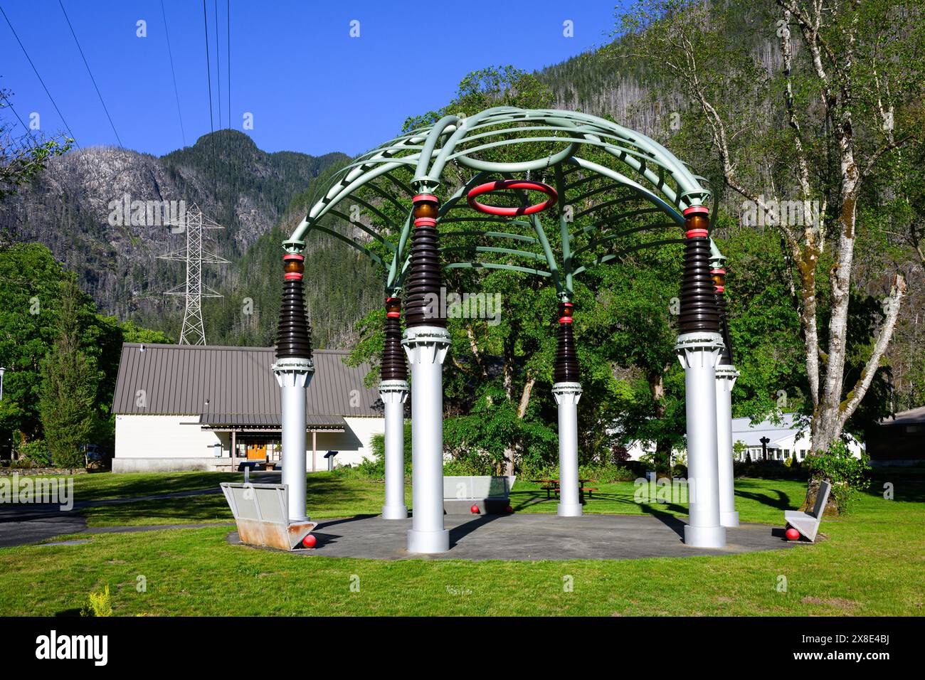 Newhalem, WA, USA - May 10, 2024; Industrial artwork by Dan Corson The ...