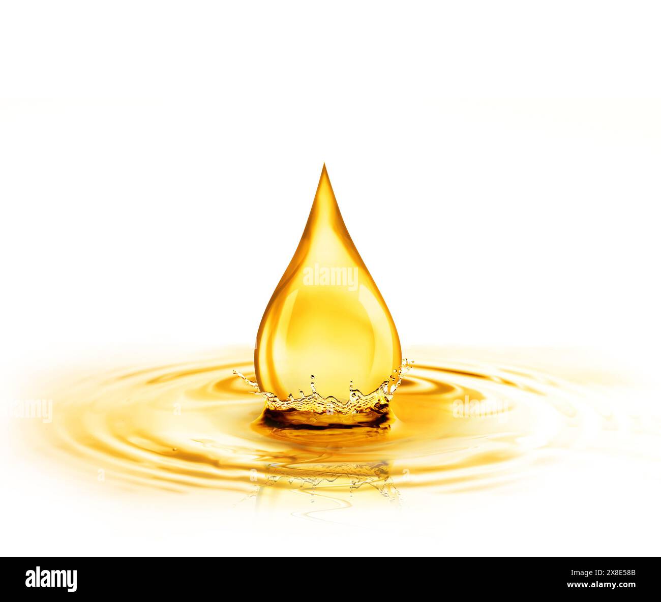 Drop of cooking oil falling into oil on white background Stock Photo ...