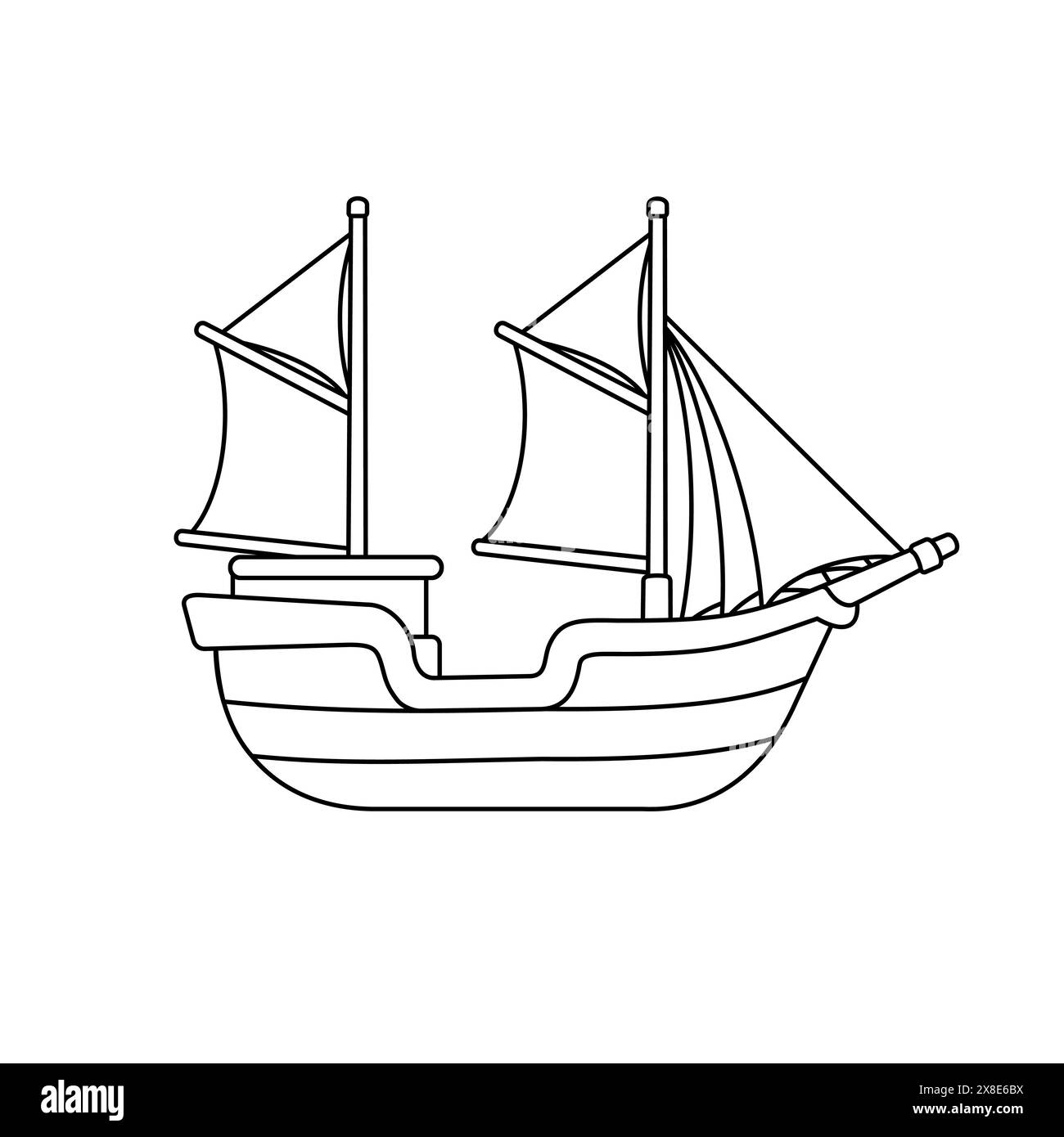 Pinisi, Indonesian Traditional Ship, Black And White Vector ...