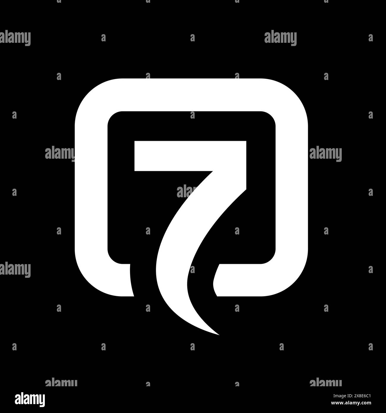 Number 7 or Seven, Combined With Square Outline, Vector Illustration ...
