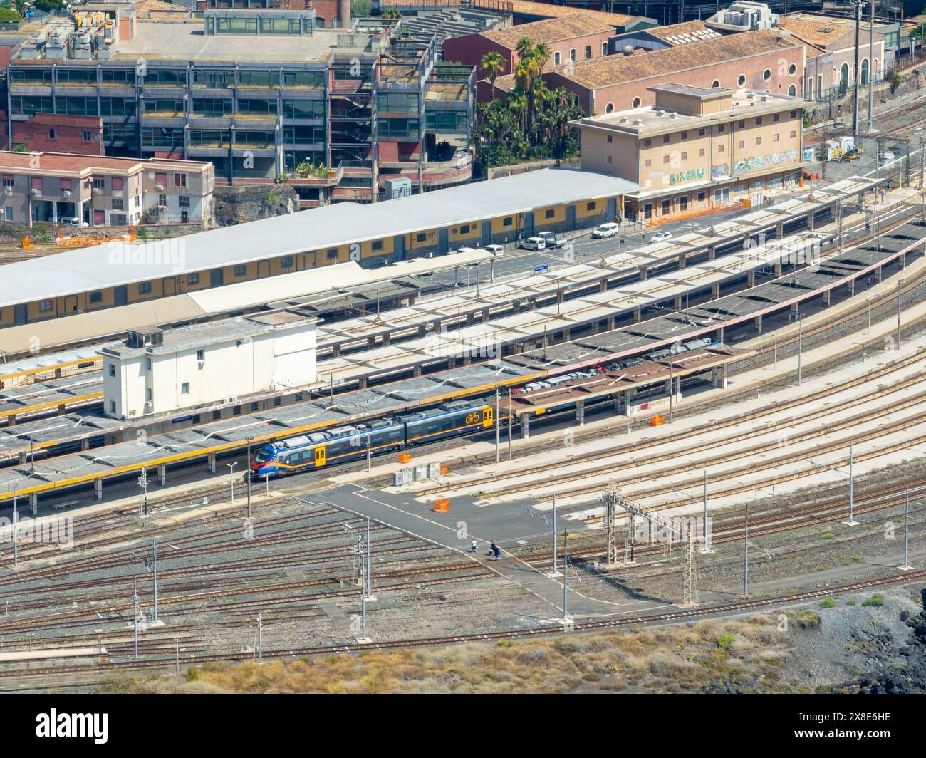 Regional train at the Catania Centrale station in Catania, Sicily ...
