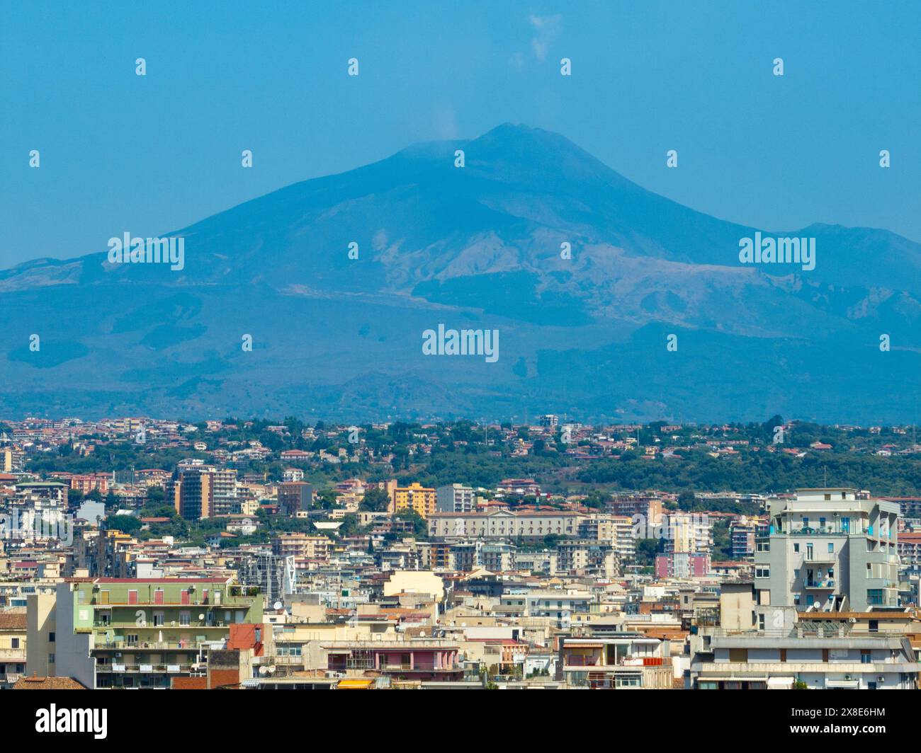 Aerial view of mount Etna Volcano from Catania, Sicily island, Italy ...