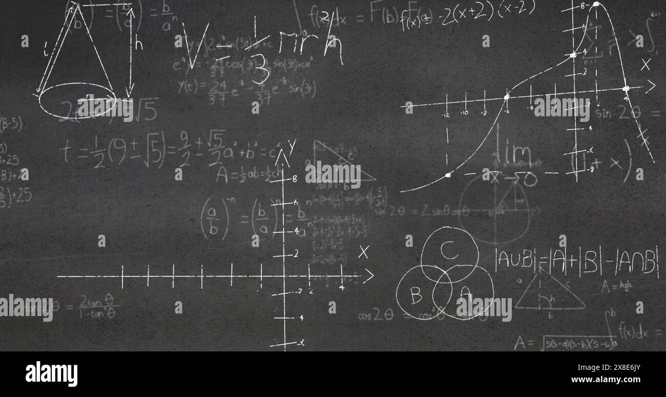 Image of mathematical equations on black background Stock Photo - Alamy