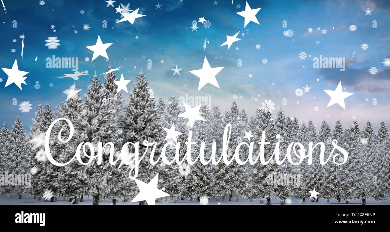 Image of congrats text over winter scenery Stock Photo - Alamy