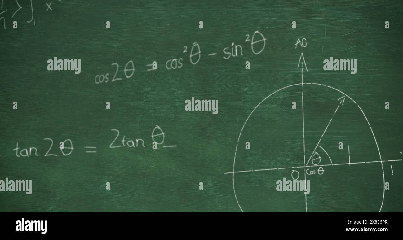 Image of mathematical equations on green background Stock Photo - Alamy