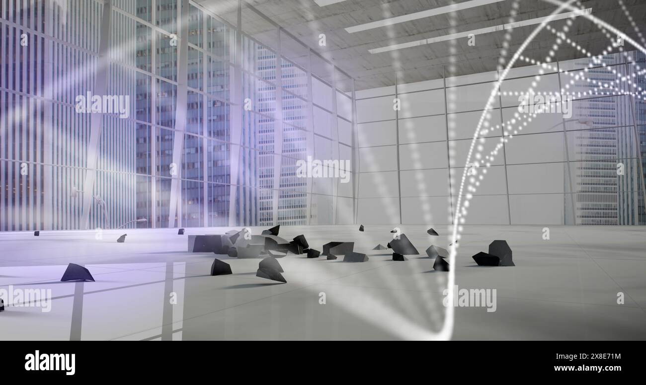 Image of dna structure spinning over euro symbol falling and breaking ...