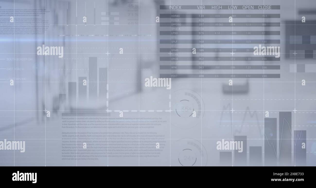 A digital composite of various financial charts Stock Photo - Alamy