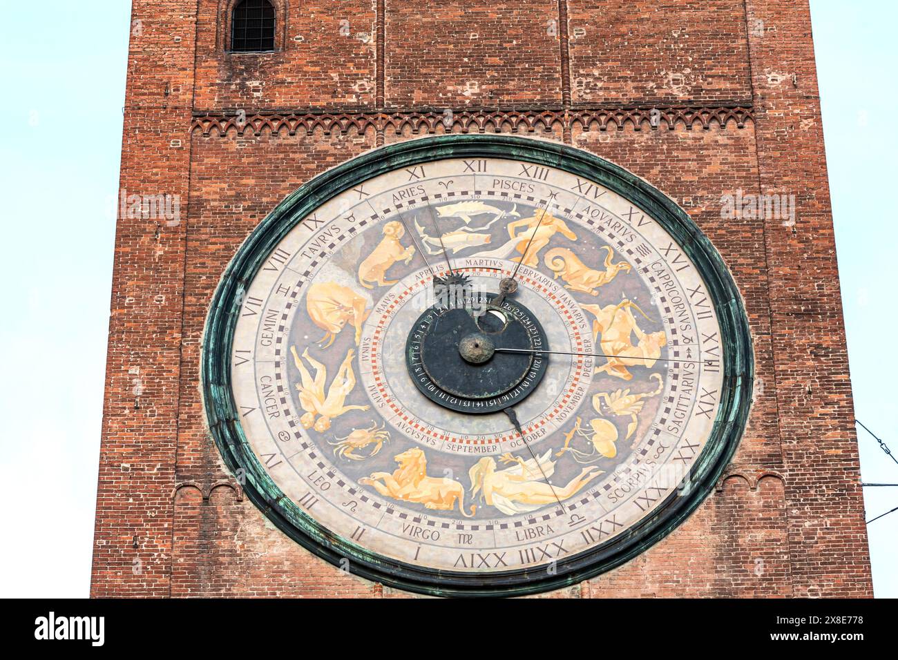 The largest astronomical clock in the world in Torrazzo di Cremona. It ...
