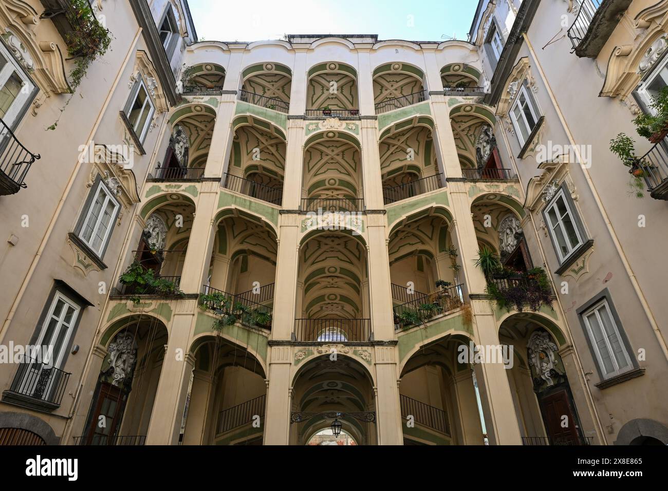 Old historic double-flight courtyard staircase in the Palazzo San ...