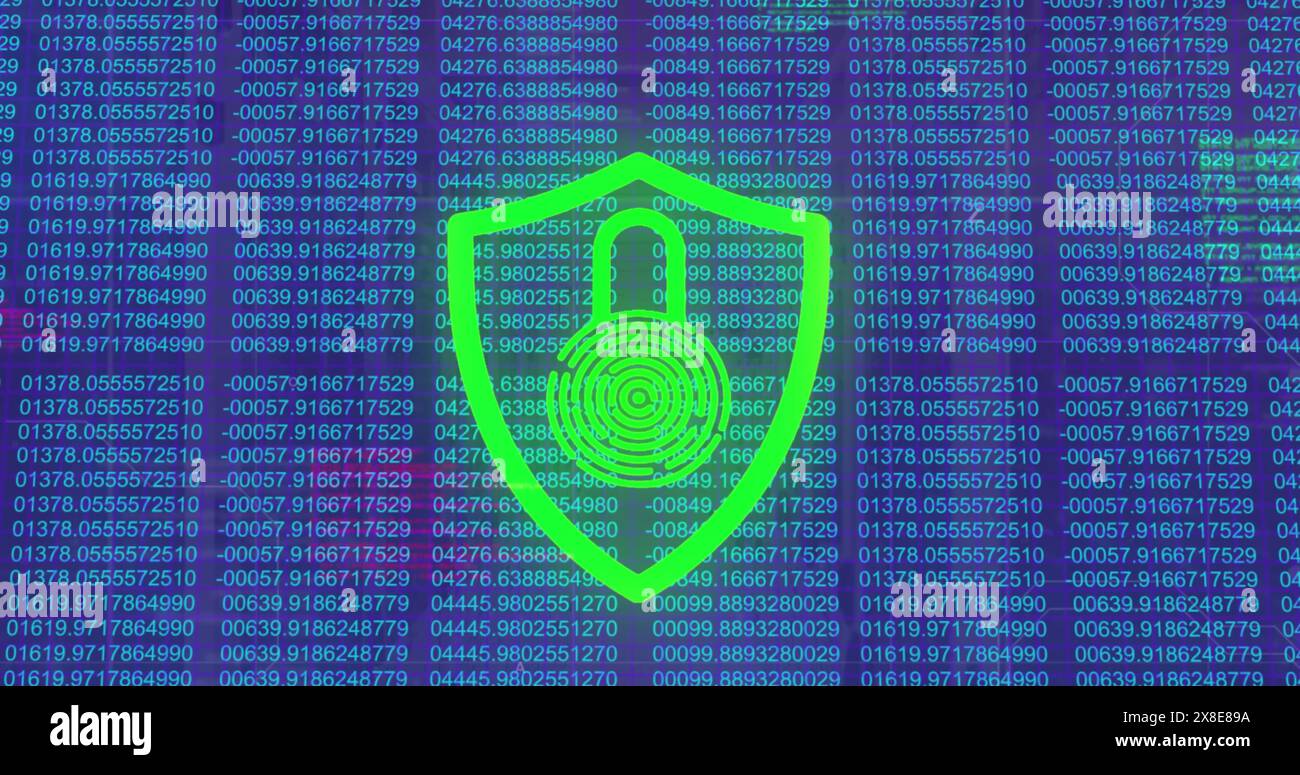 Image of padlock icon over data processing Stock Photo - Alamy