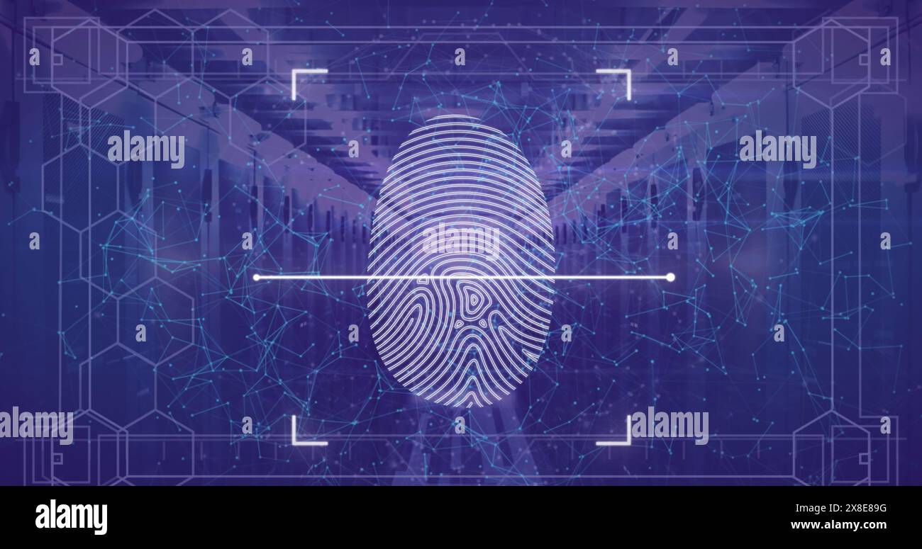 Animation biometric fingerprint scanner network hi-res stock ...