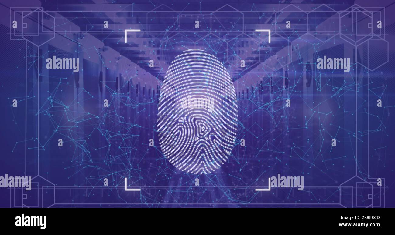 Digital fingerprint scanning animation over hi-res stock photography and images - Alamy
