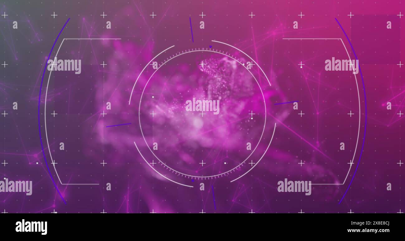 Image of scope scanning over digital wave and network of connections ...