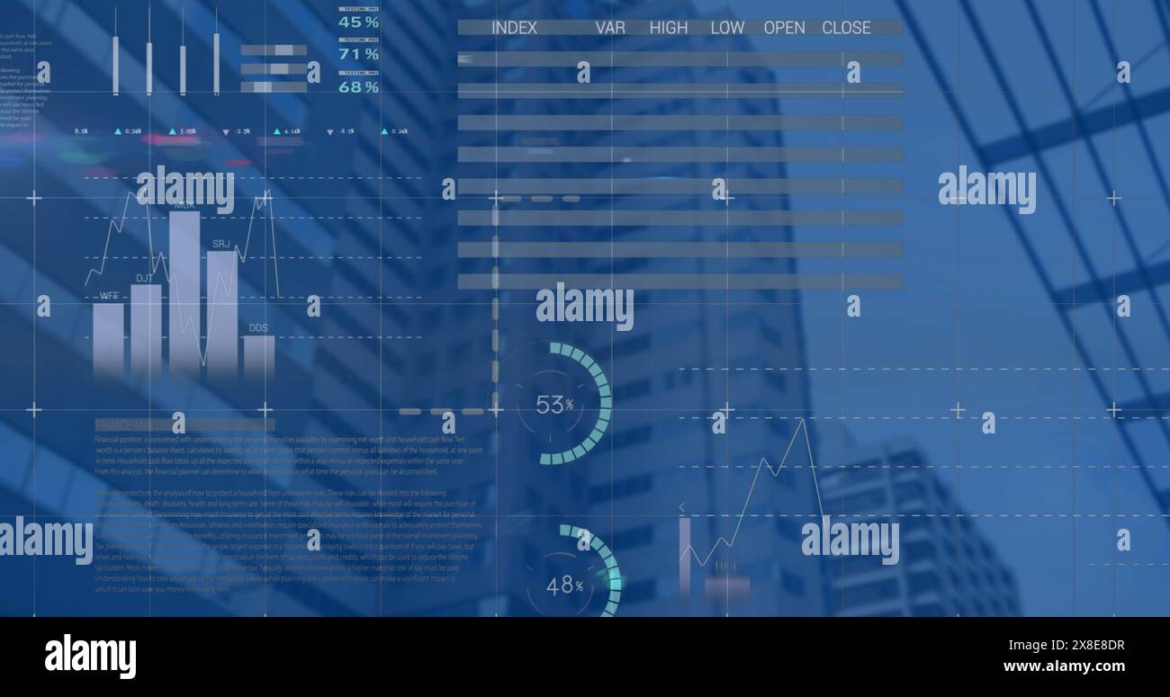 Image of data processing and world map over cityscape Stock Photo - Alamy