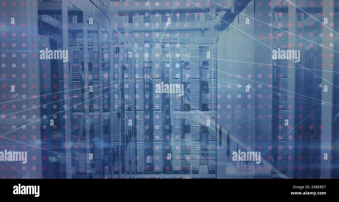 Image of data processing over spots and server room Stock Photo - Alamy