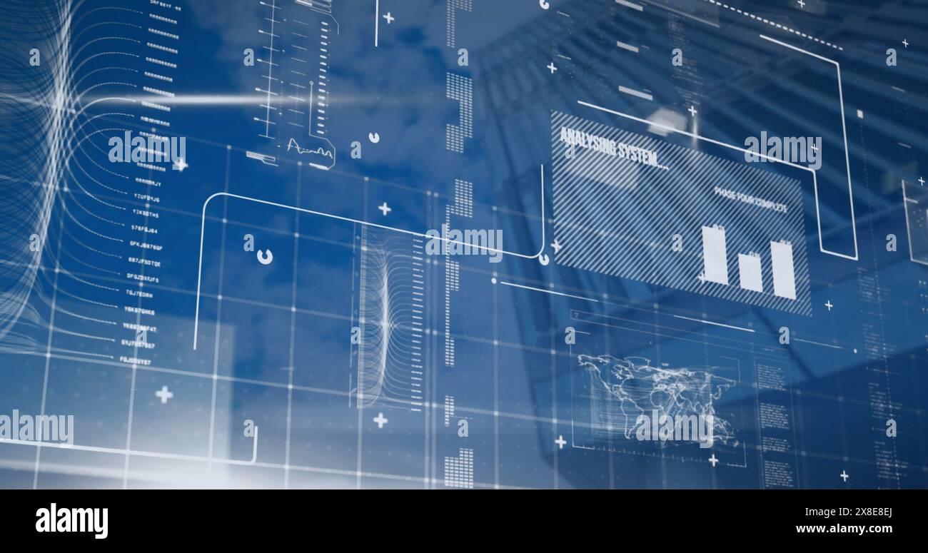 Animation digital city over data hi-res stock photography and images ...
