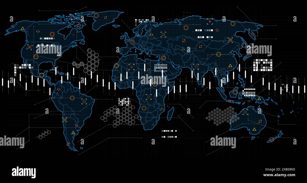 Image of data processing over world map Stock Photo - Alamy