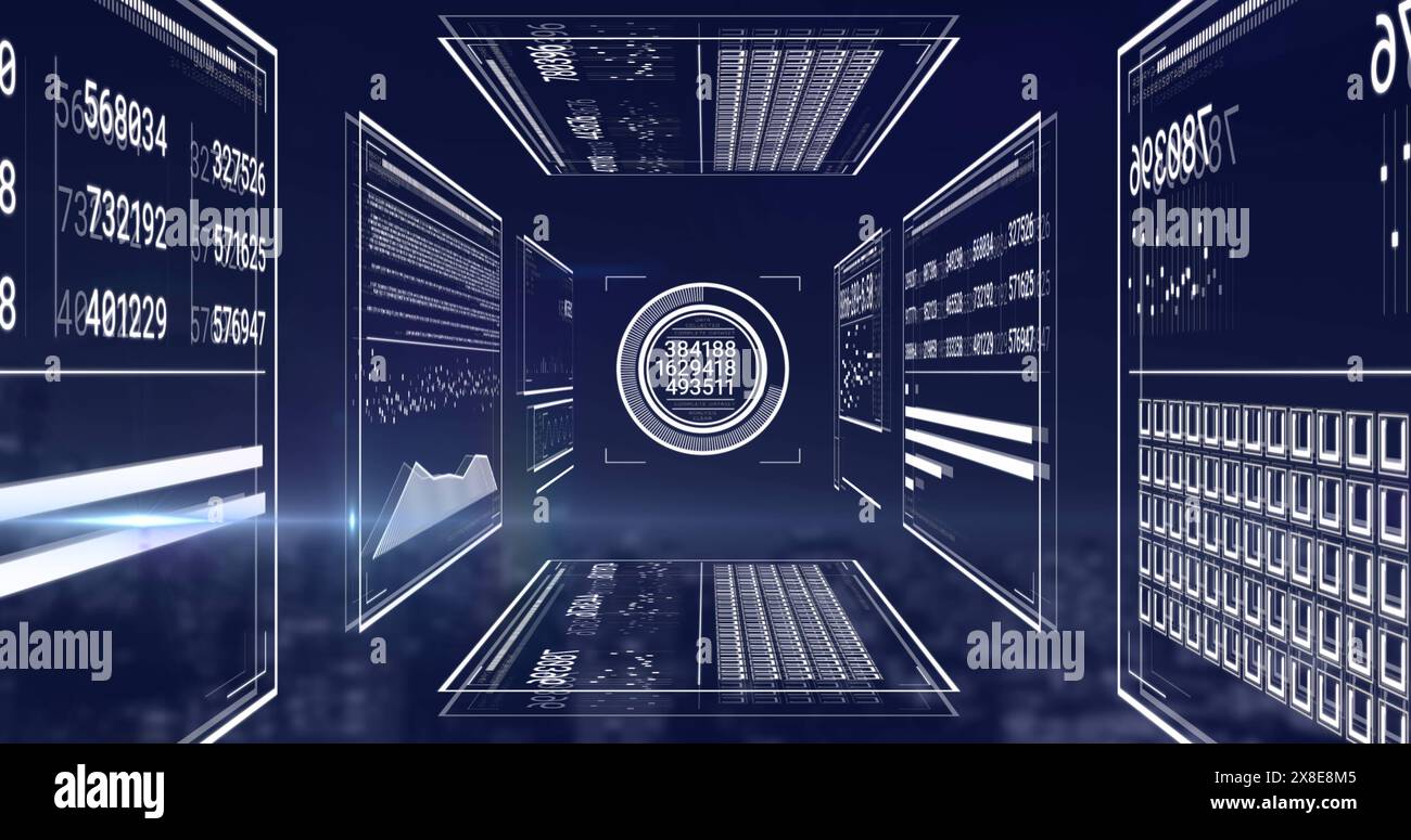 Image of light spot and interface with data processing against aerial ...