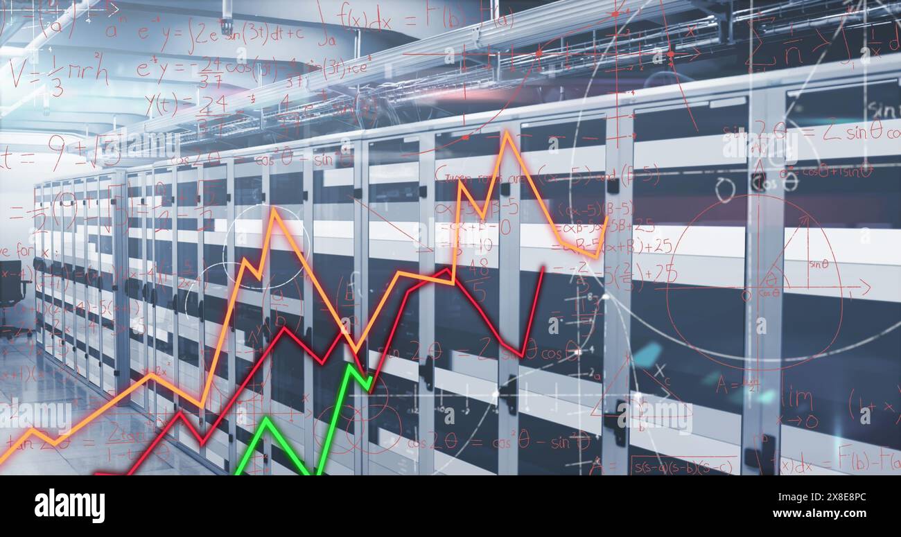 Graph icon against mathematical equations hi-res stock photography and ...