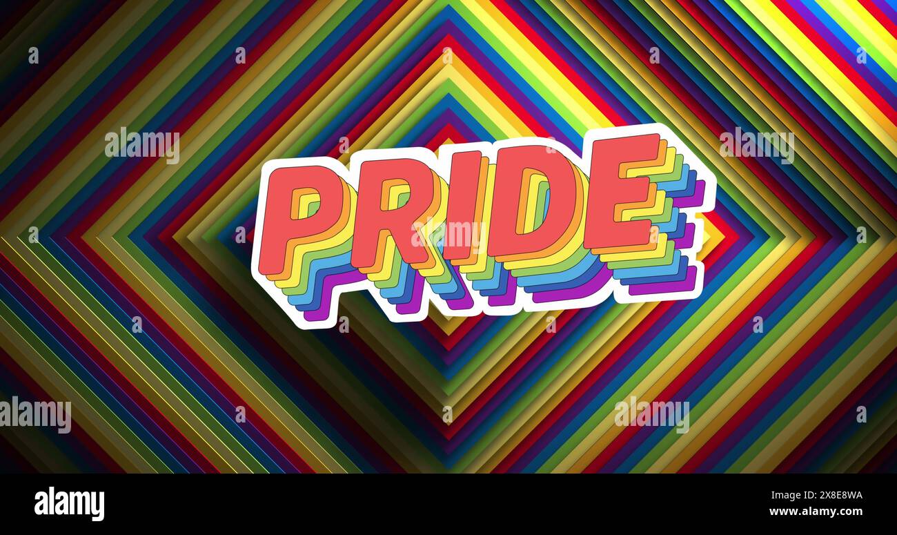 Image of pride text over rainbow shape Stock Photo - Alamy