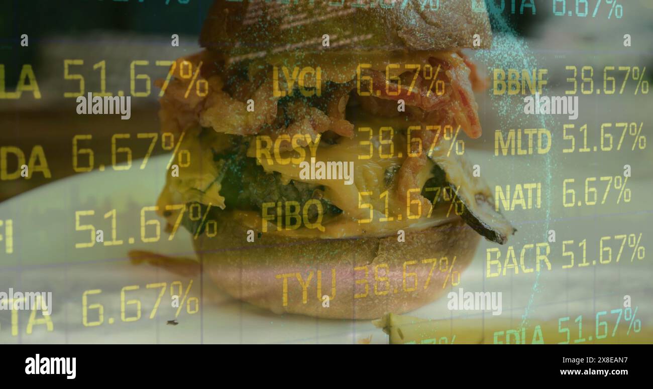 Image of financial data processing over sandwich Stock Photo - Alamy