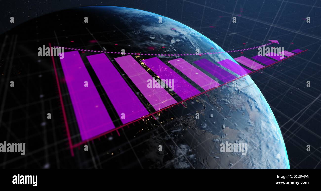 Animation statistics processing over globe hi-res stock photography and ...