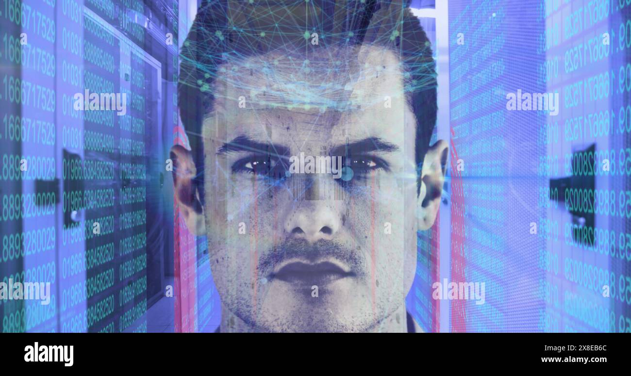 Caucasian male with short brown hair standing in data center Stock ...