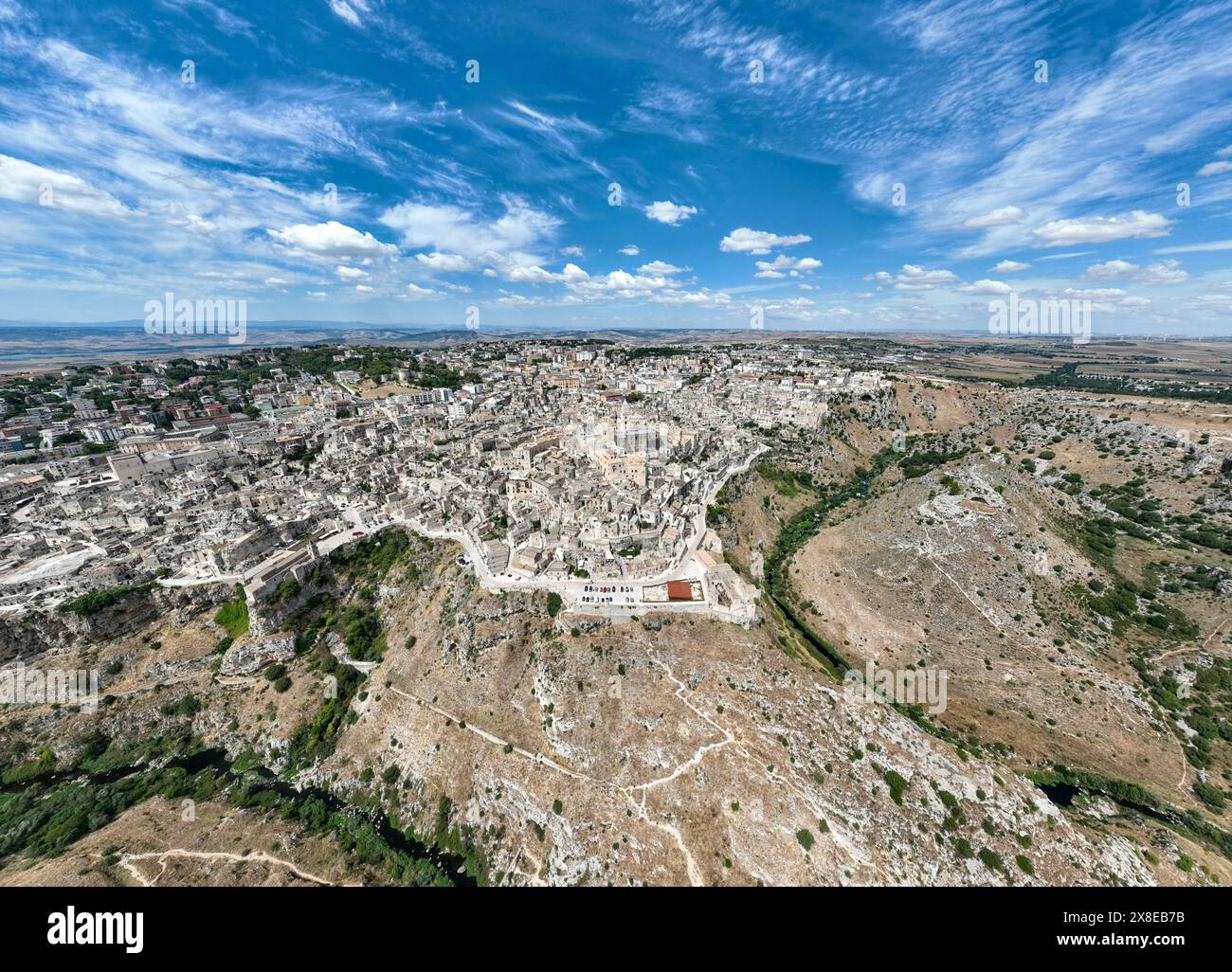 Aerial view of the ancient town of Matera (Sassi di Matera) in ...