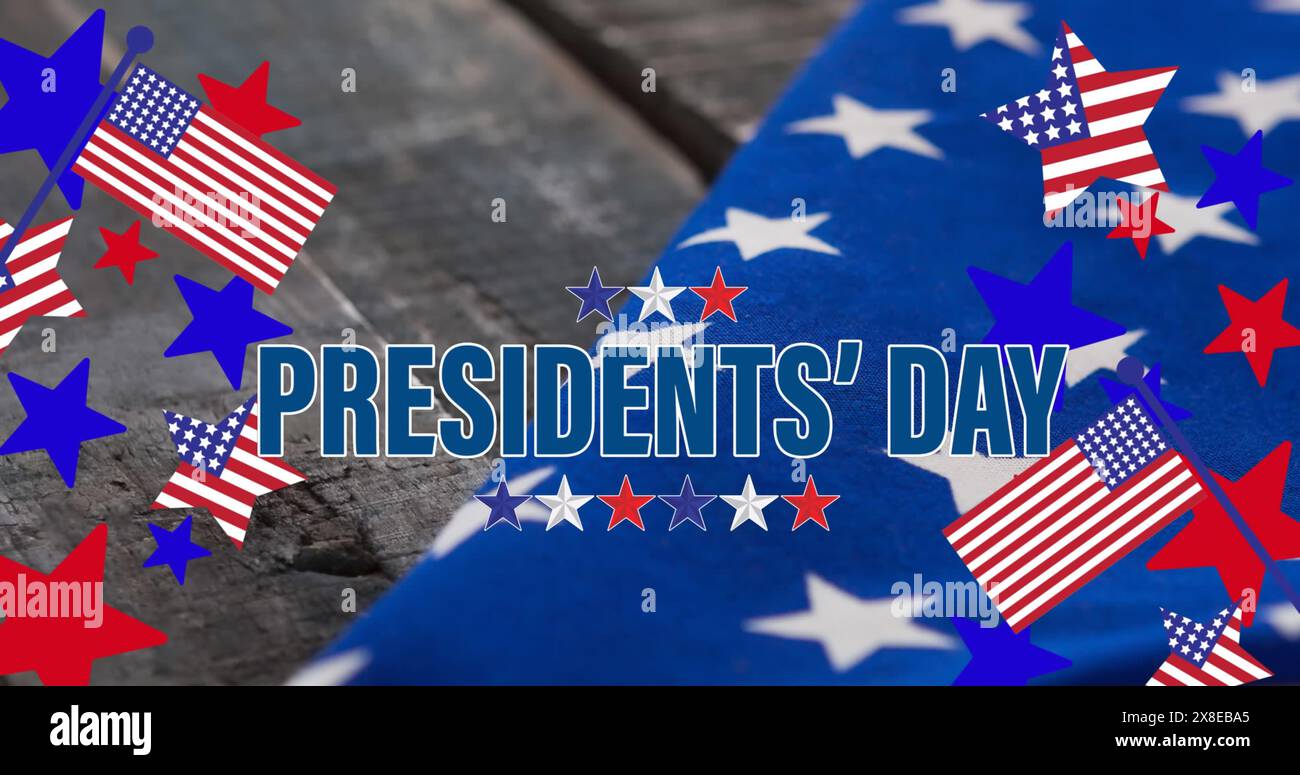 American flags and stars adorn a textured surface for Presidents' Day ...