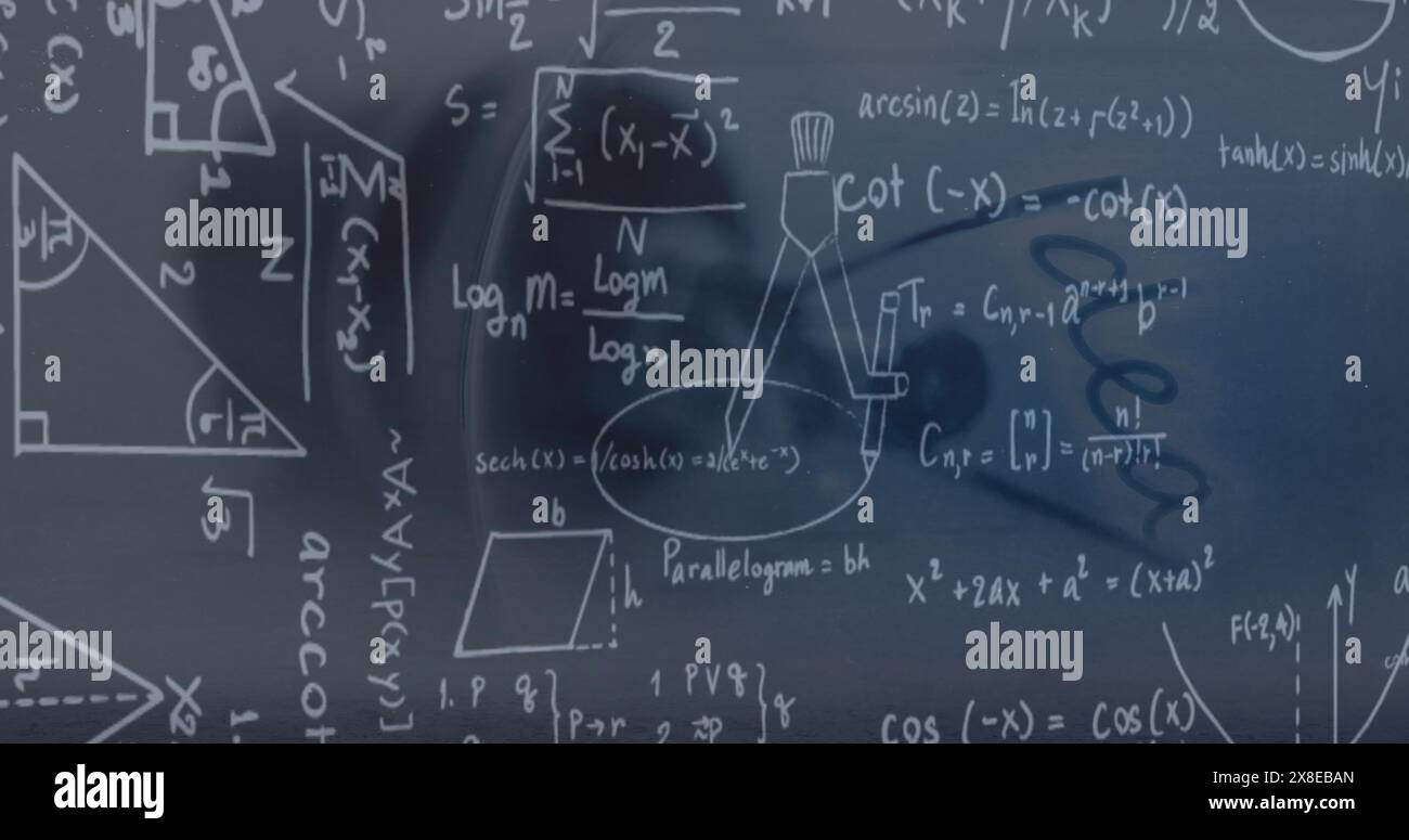 Chalk marks covering every inch of school board, displaying equations ...