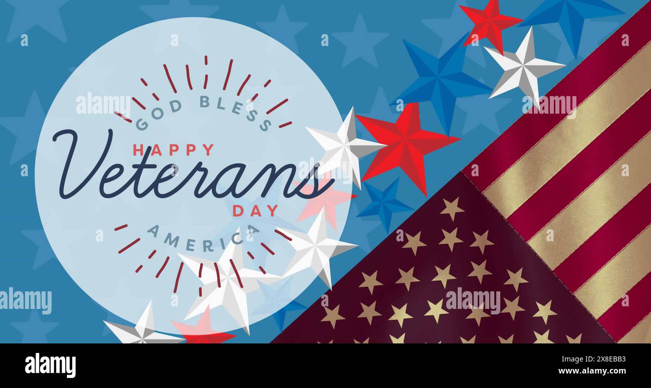 Red, white, and blue stars encircle circular Veterans Day greeting ...