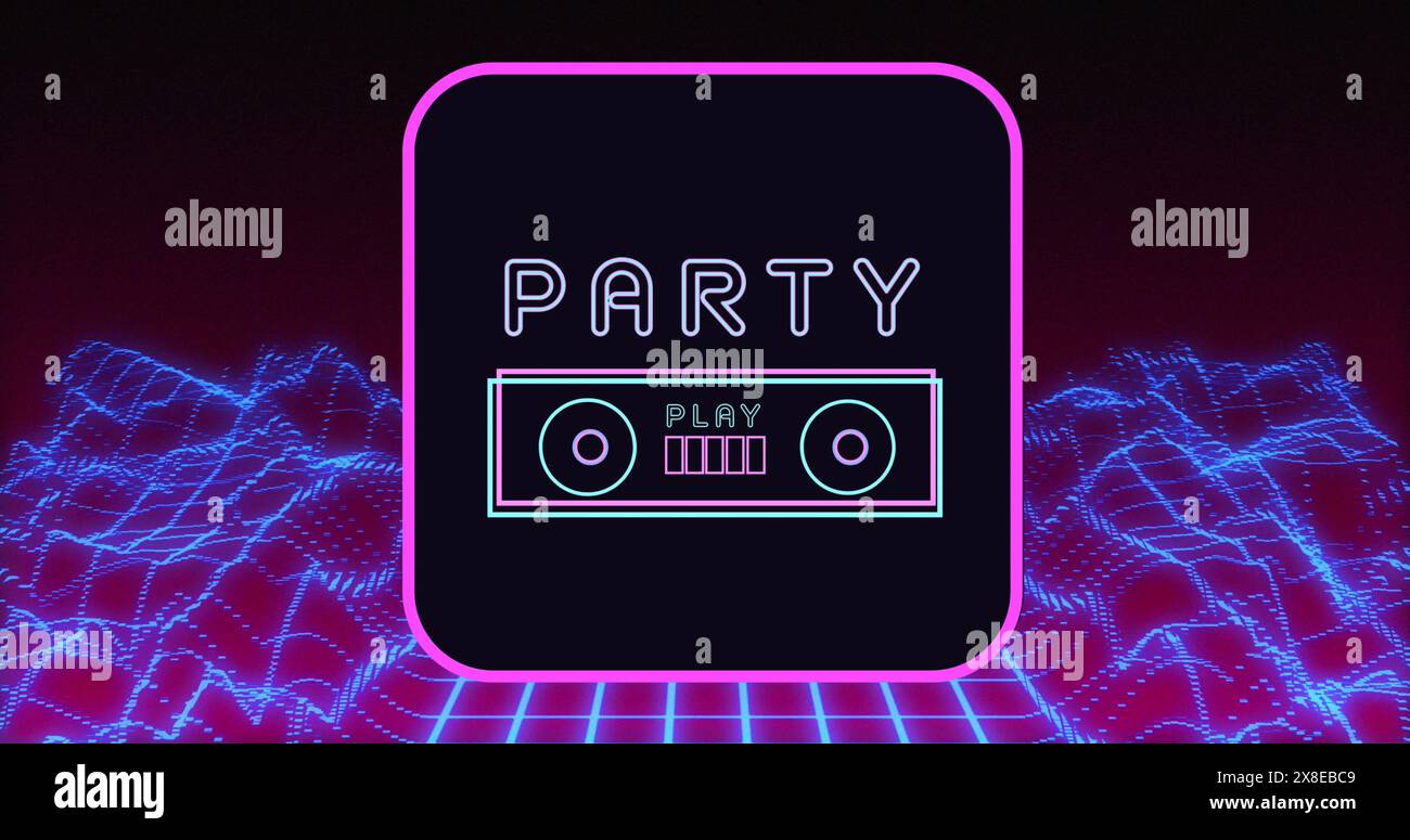 Neon lights forming vibrant party invitation Stock Photo - Alamy