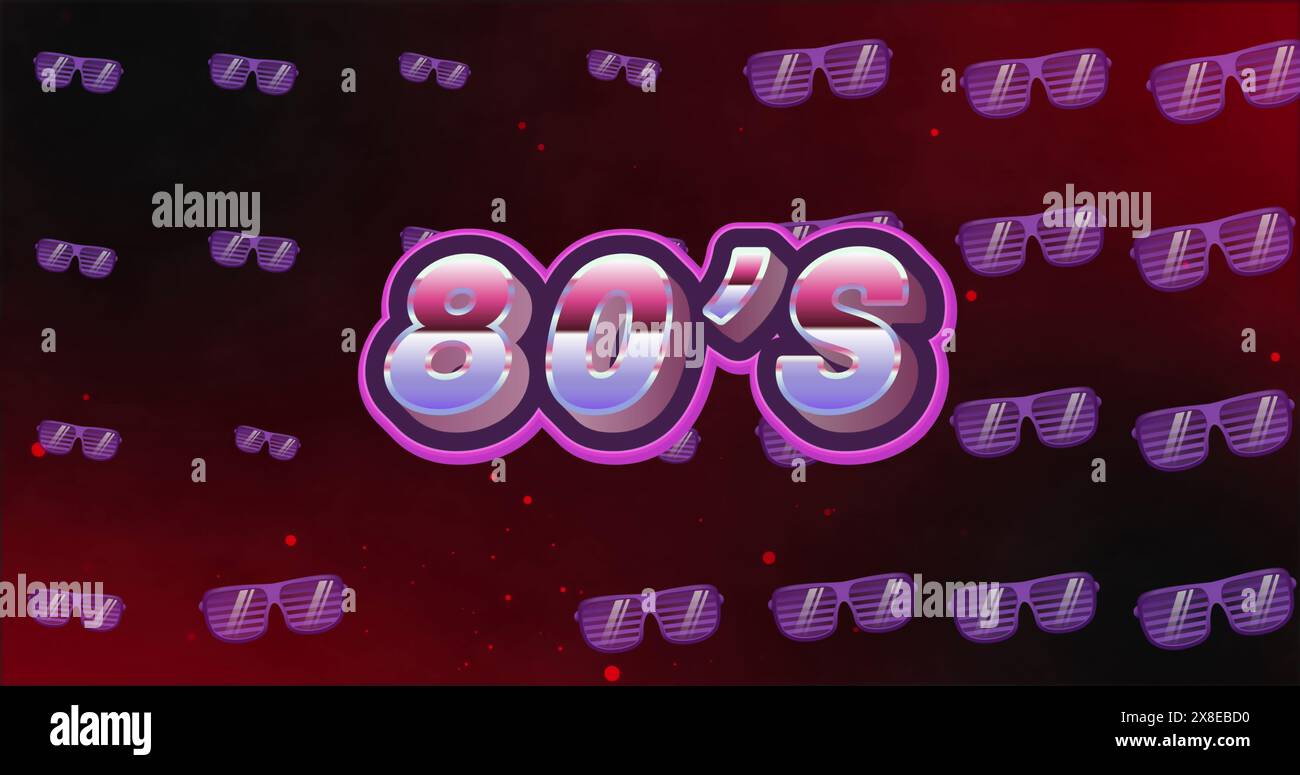 Retro-themed graphics displaying 80's in bold, with floating cassette ...