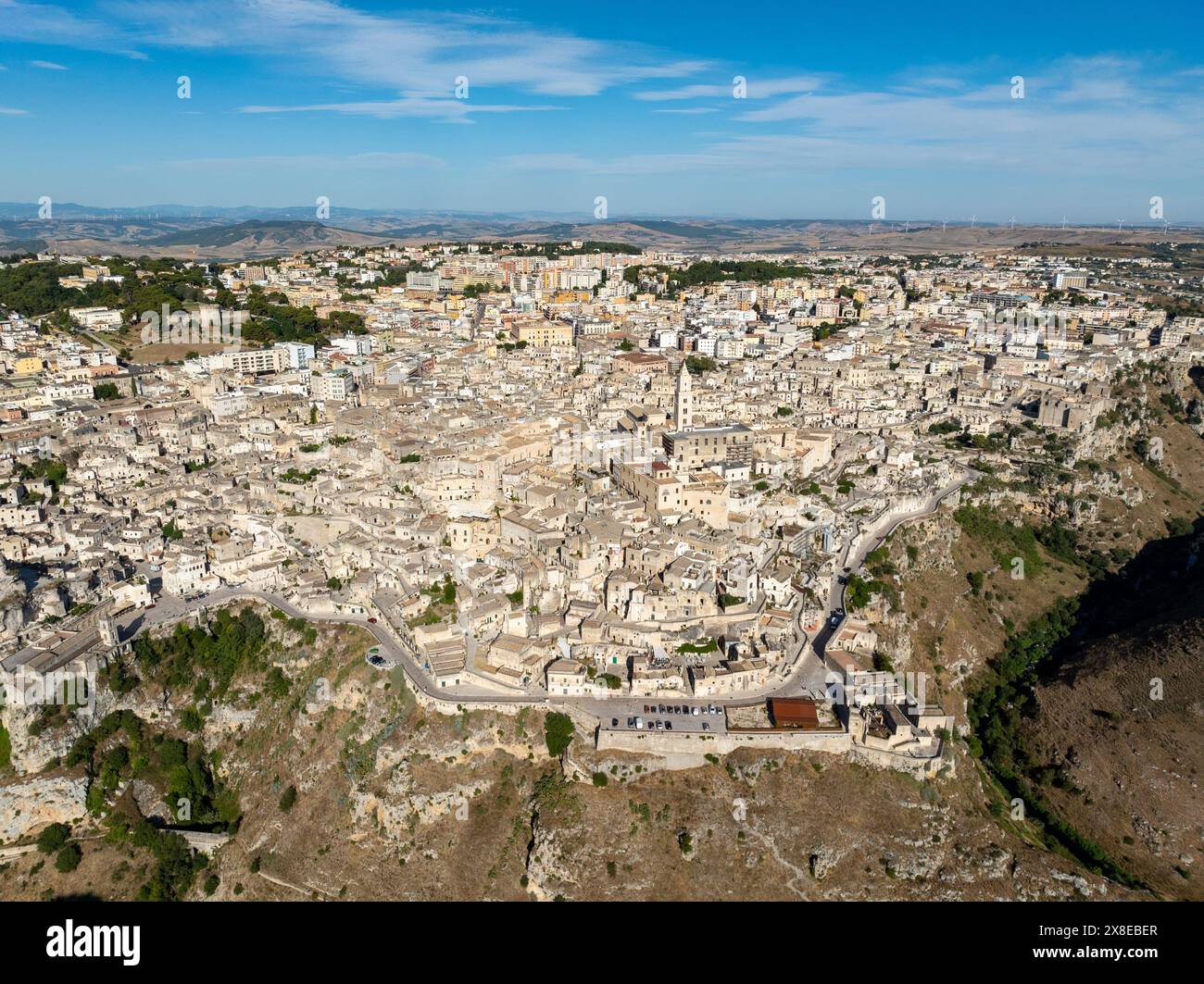 Aerial view of the ancient town of Matera (Sassi di Matera) in ...