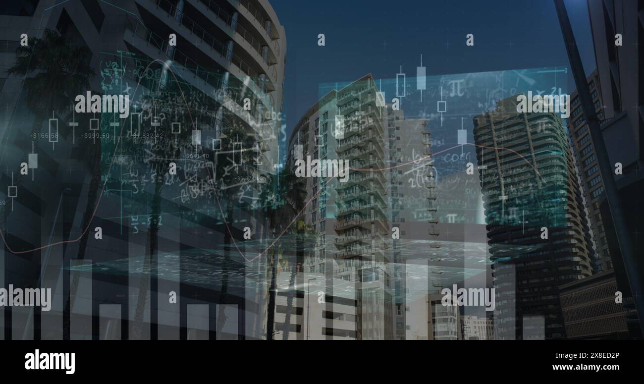 Animation digital data graphics overlaying hi-res stock photography and ...