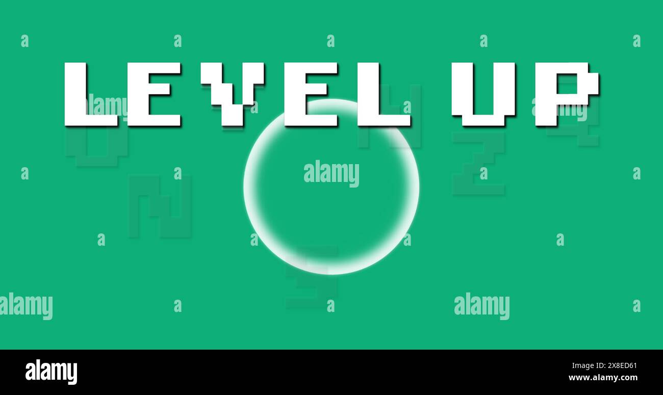 White text reading LEVEL UP appears above white sphere on a green ...