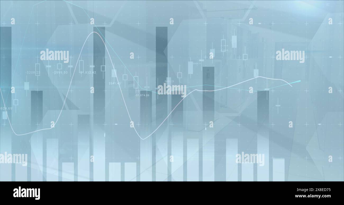 Blue and white background displaying graphs and data points Stock Photo ...