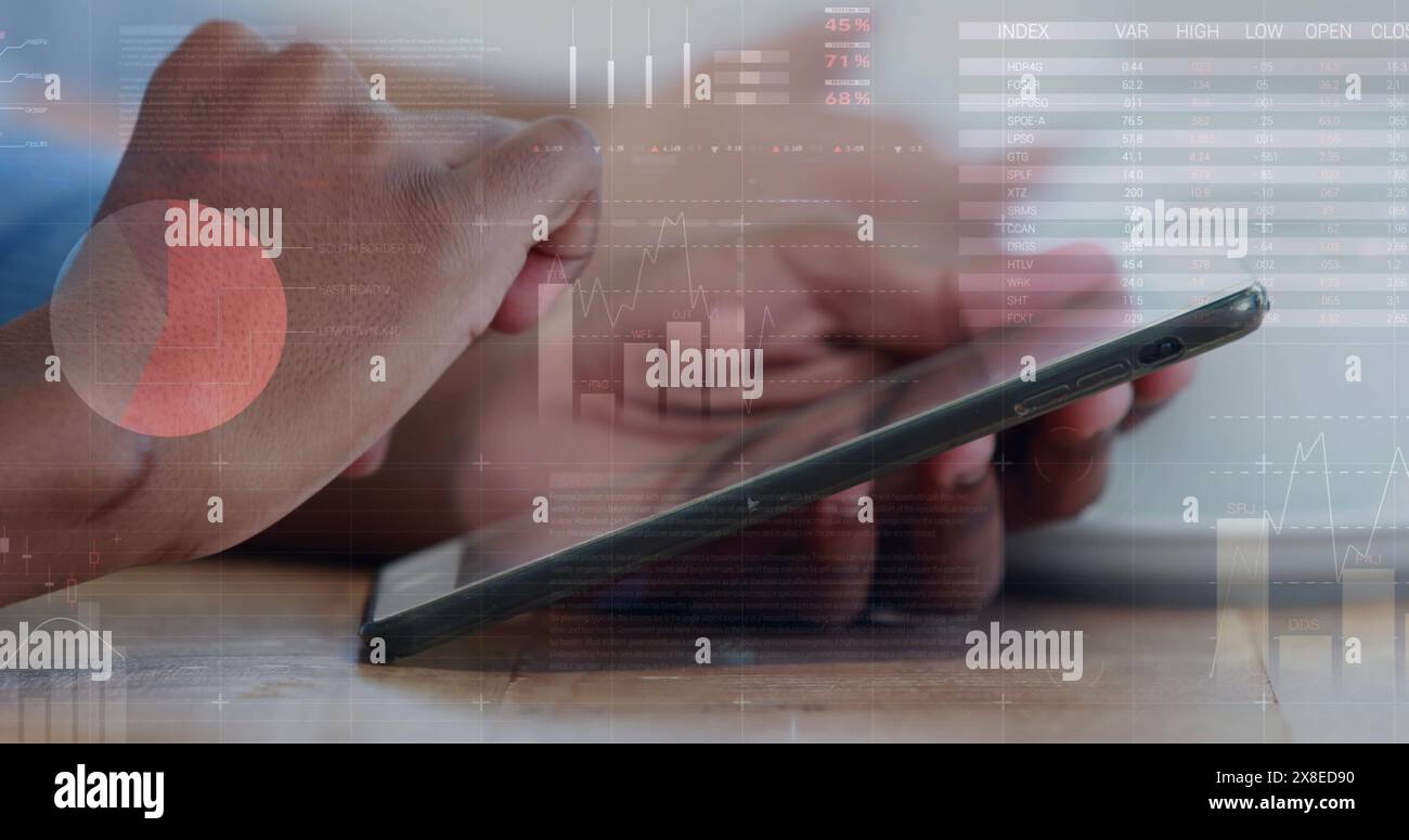 Man holding smartphone, studying stock market data Stock Photo - Alamy
