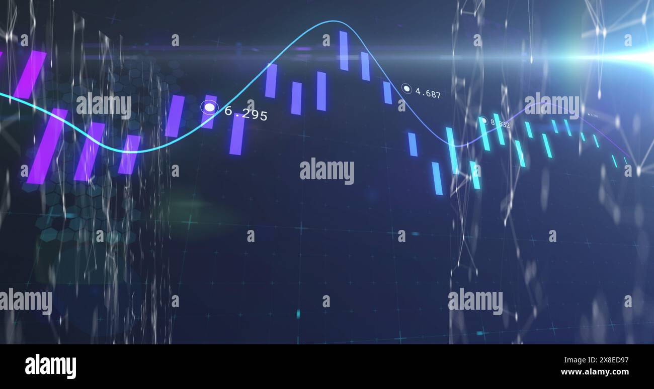 Blue and purple lines showing trends on digital graph Stock Photo - Alamy