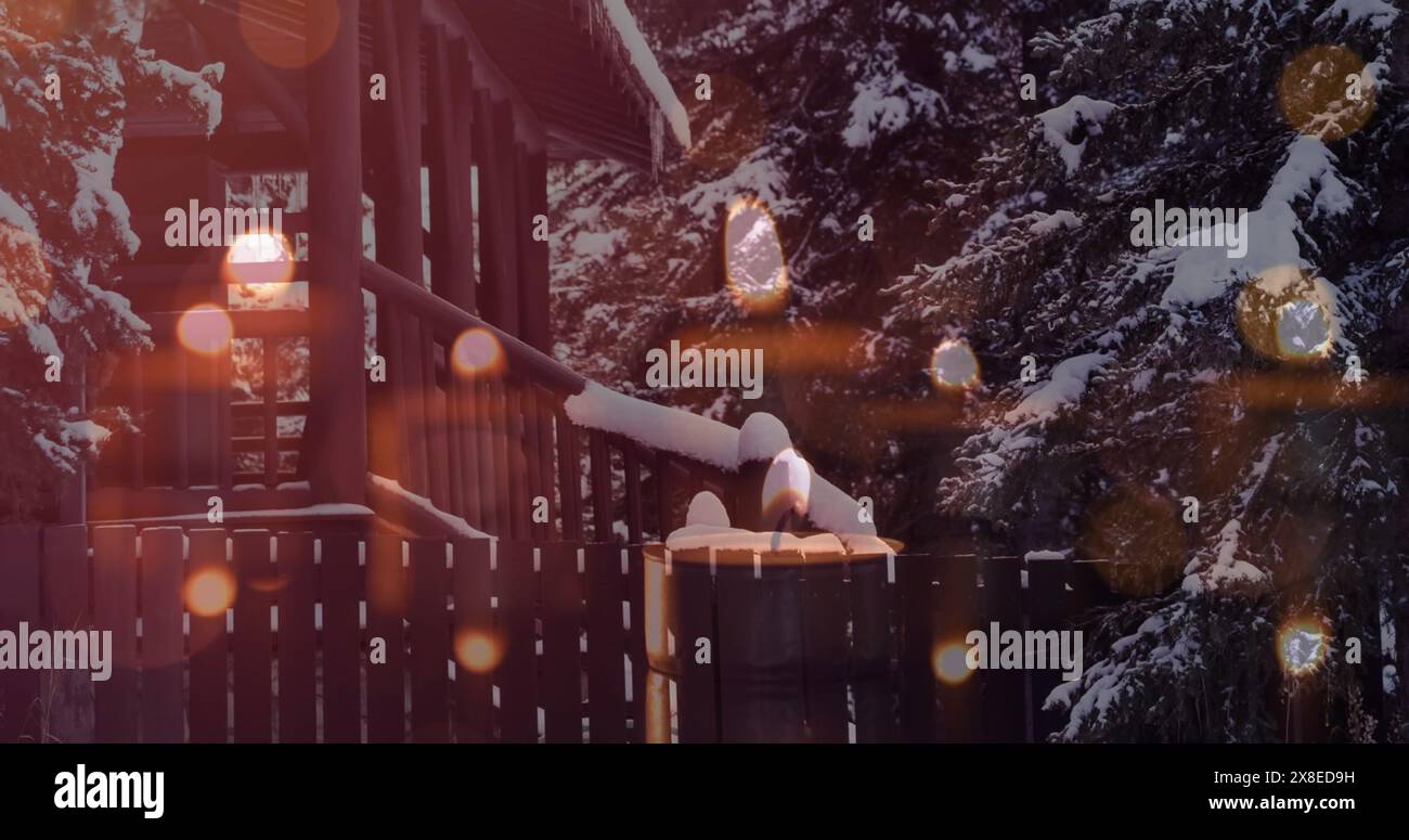 Snow falling night cabin hi-res stock photography and images - Alamy