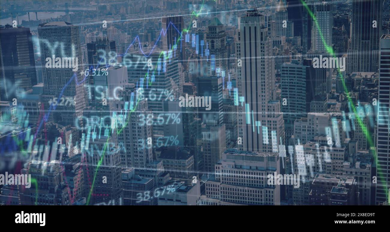 Overlaying city skyline financial data hi-res stock photography and images - Alamy