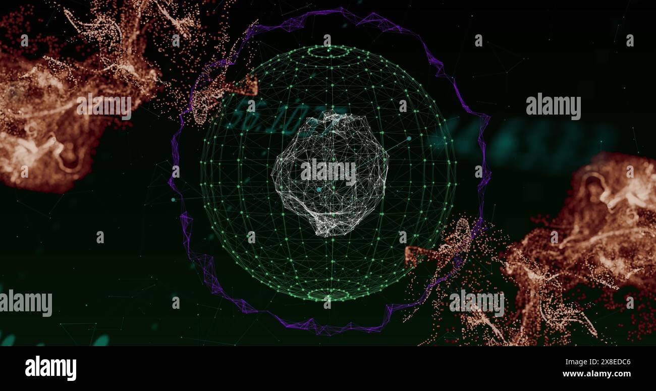 Digital globe displaying in center, surrounded by abstract data patterns Stock Photo - Alamy