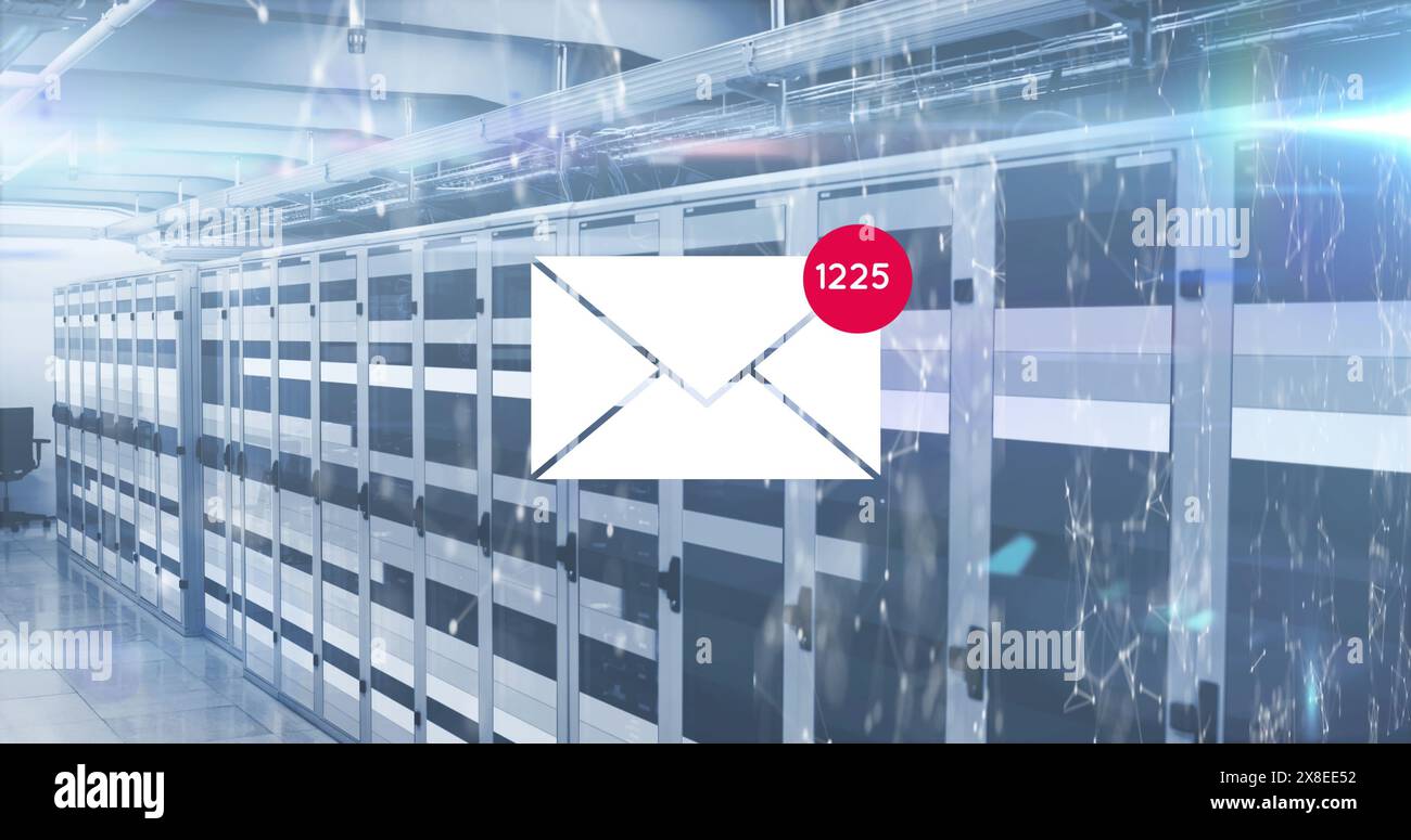 Image of live count on envelope with geometric shape and lens flare ...