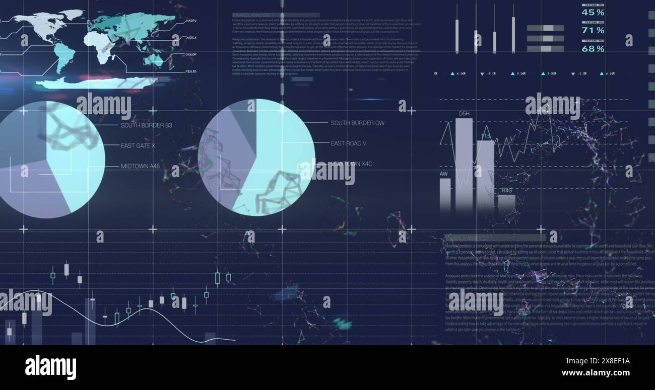 Image of statistical data processing and digital wave against blue ... Image of statistical data processing and digital wave against blue ...