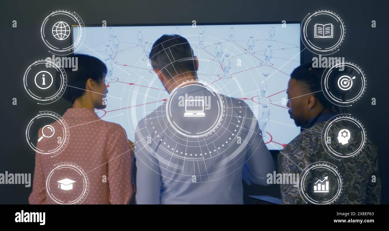 Animation diverse business people over hi-res stock photography and ...