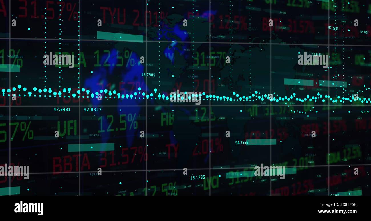 Image of world map and data processing Stock Photo - Alamy